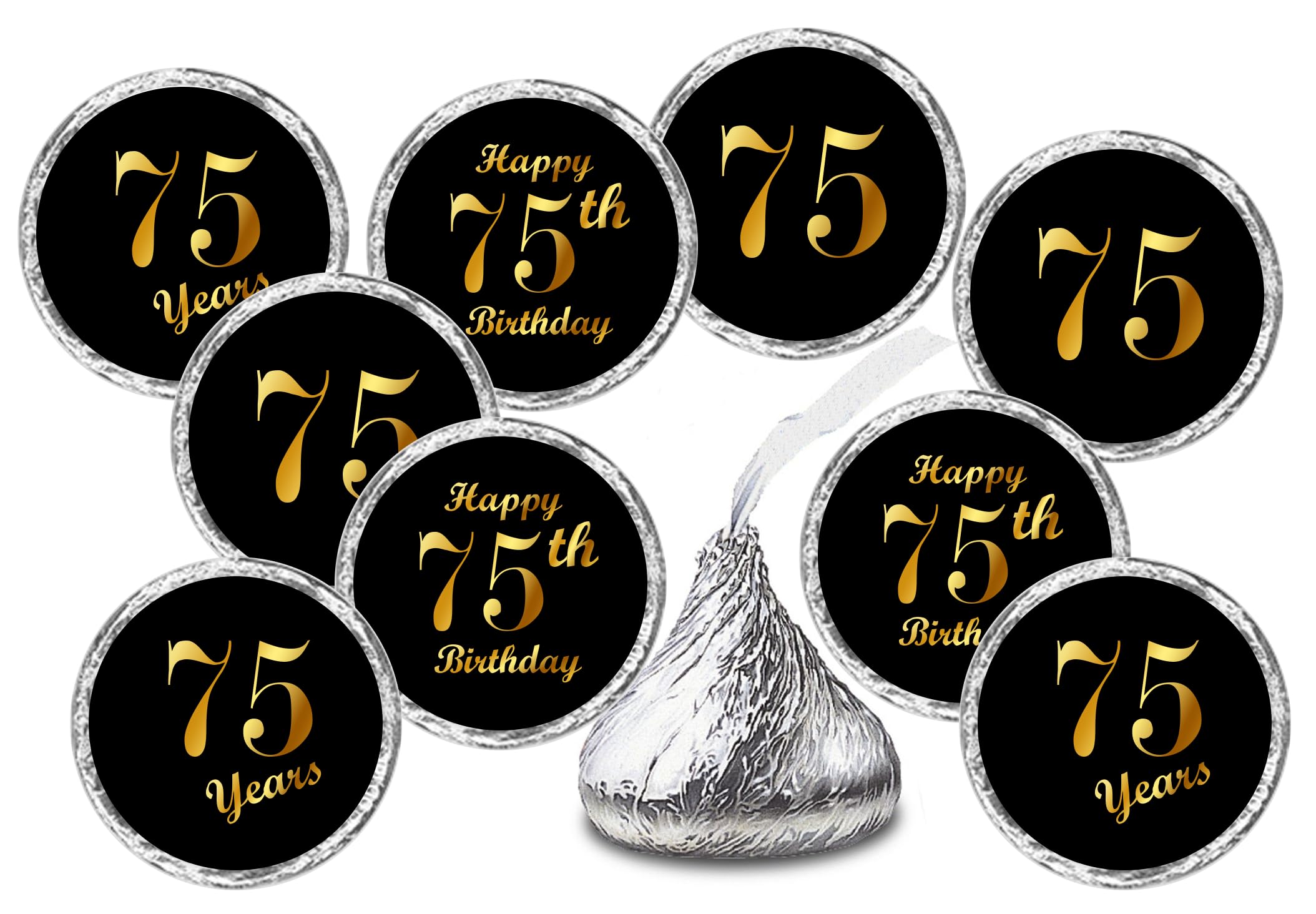 Amazon.com: 75th Birthday Black Kisses Stickers, (Set of 216) Chocolate ...