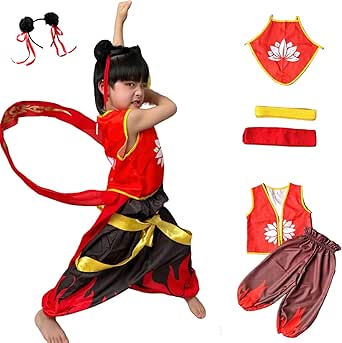 Amazon.com: Anime Nezha Costume 6-Piece Costume for Halloween Cosplay ...