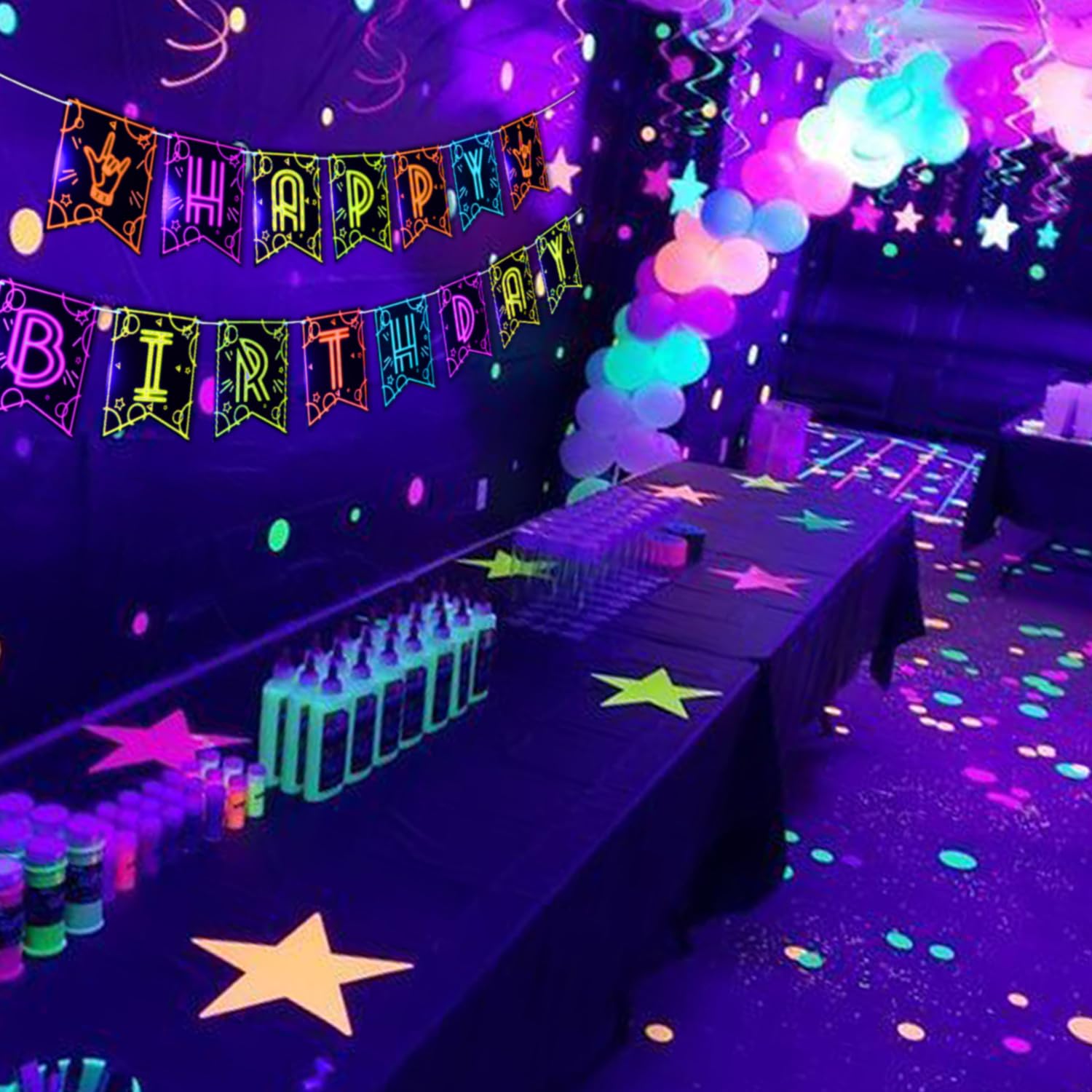 Snapklik.com : Glow Happy Birthday Banner, Prestrung Neon Sign Let Glow ...