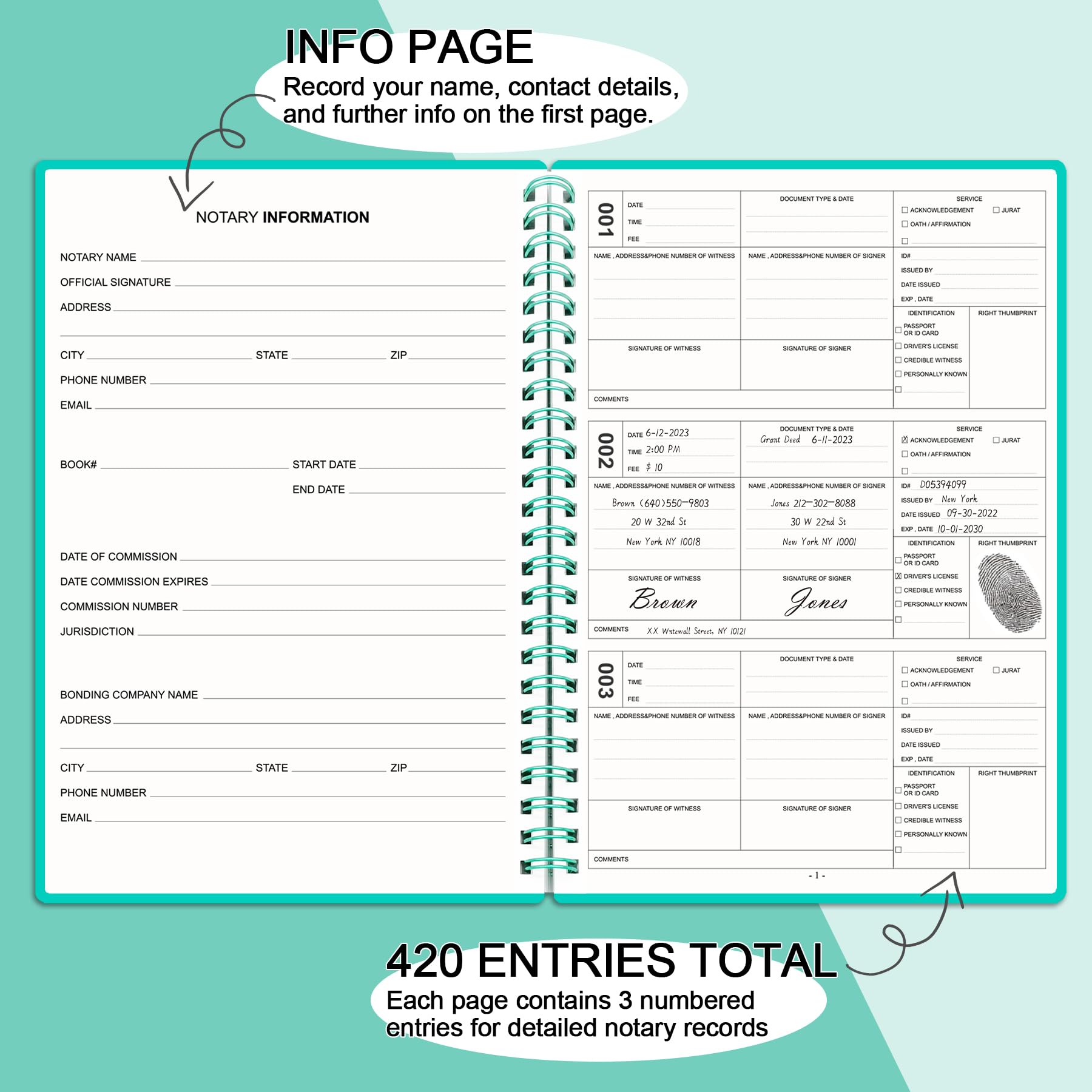 Snapklik.com : Notary Journal Log Book, 7"x10", Spiral Bound Notary ...