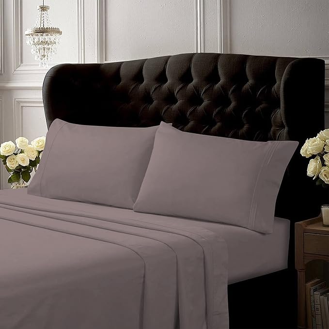 Amazon.com: Tribeca Living Queen Bed Sheet Set, Crisp and Smooth Cotton ...