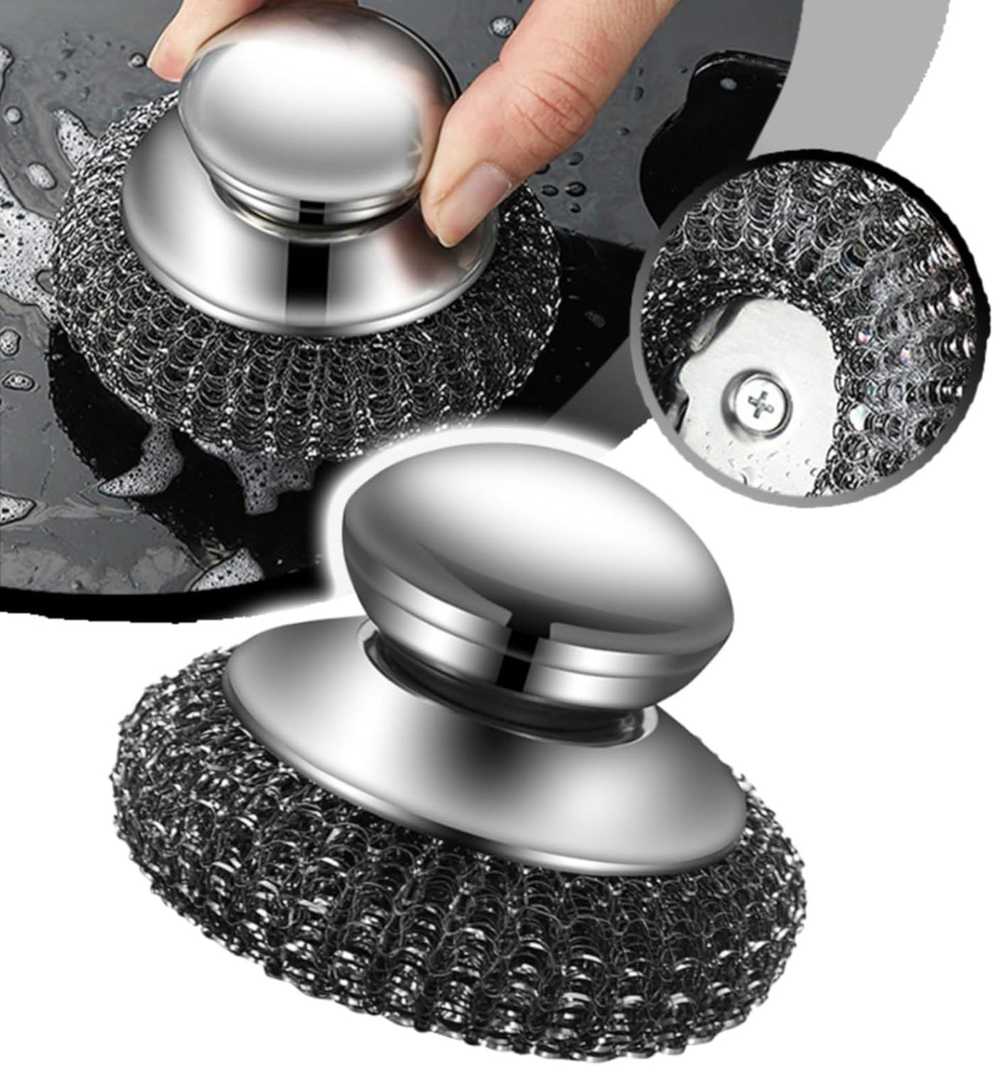 Amazon.com: Stainless Steel Wool Scrubber with Handle,Replacement Steel ...