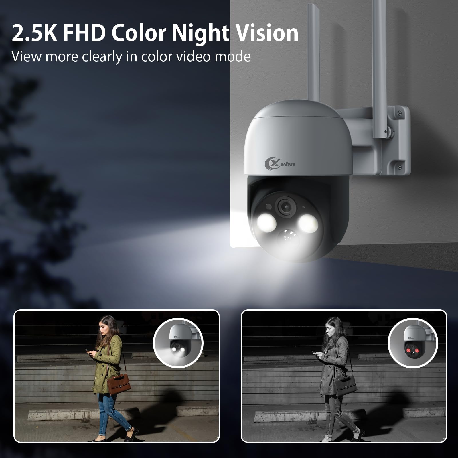 XVIM 2PCS Solar Security Cameras Wireless Outdoor, 2.5K Pan/Tilt ...