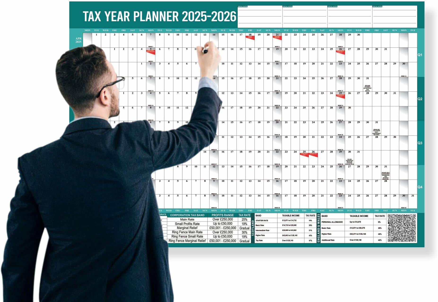 2025 2026 Financial Year Fiscal Year Tax Year Wall Planner A1 Size ...