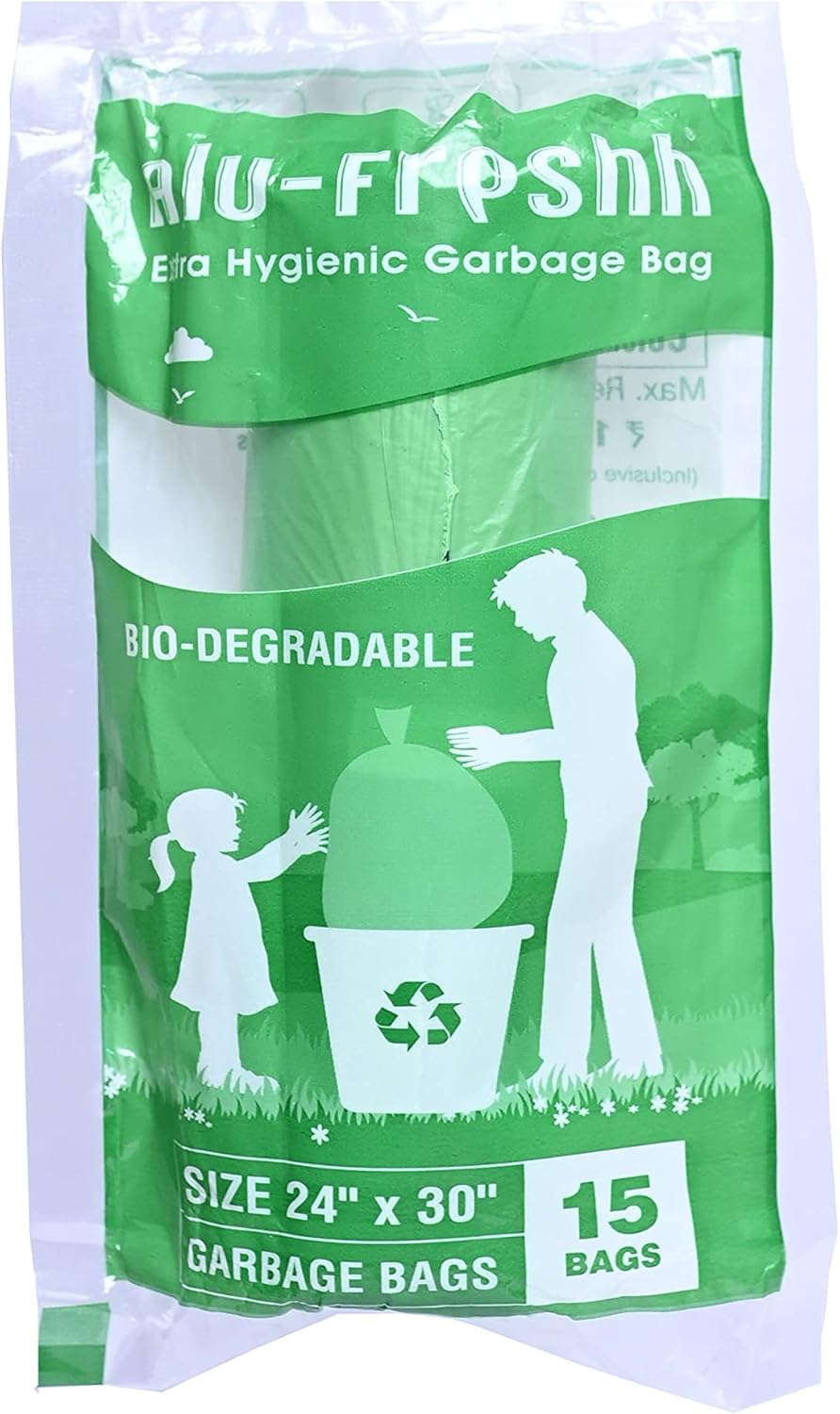 Amazon.com: Alu-Freshh Garbage Bags 30 Green Bag 24×30 (16 Gallon Pack ...