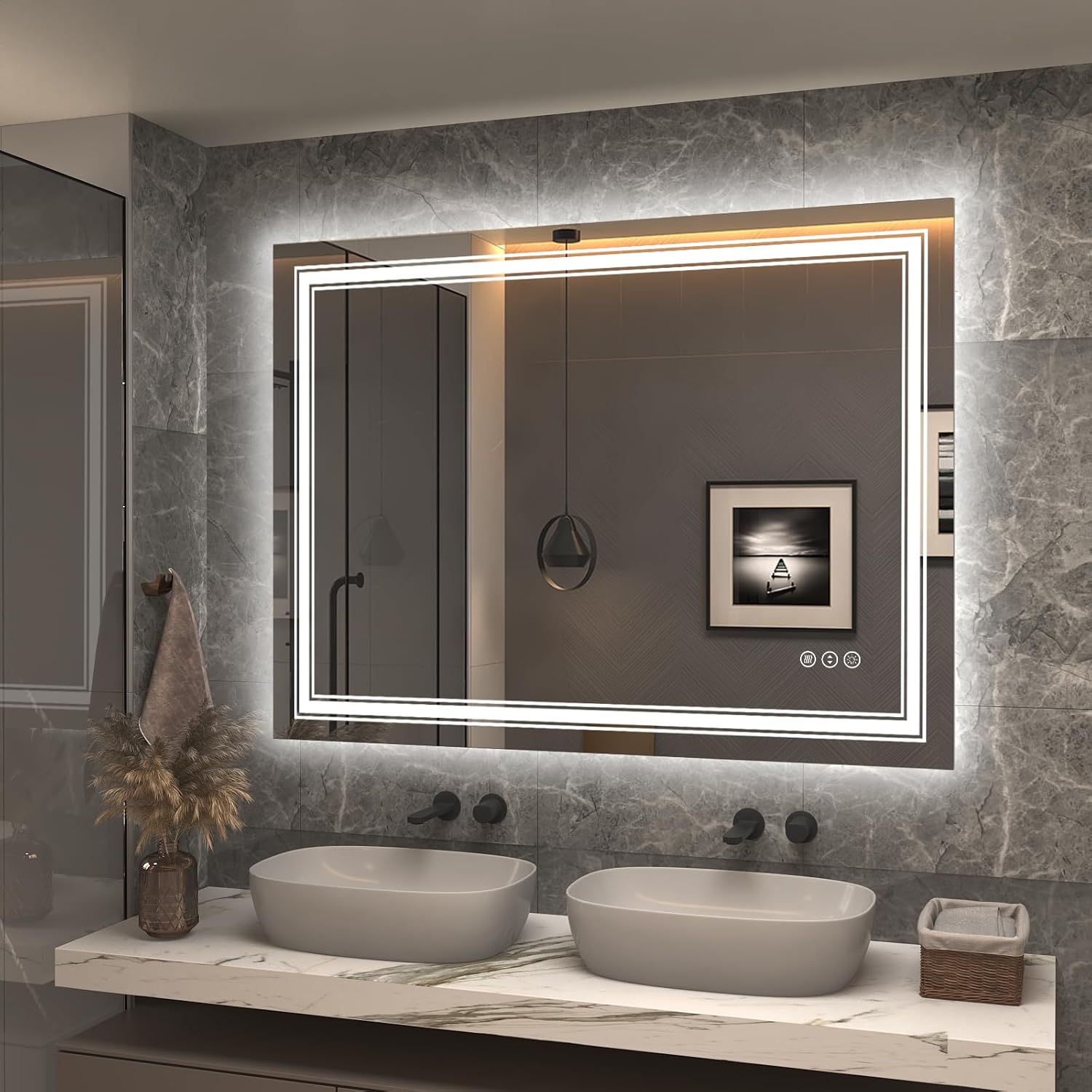 Amazon.com: GOLOMO 48x36 Led Lighed Bathroom Mirror for Wall, Large ...