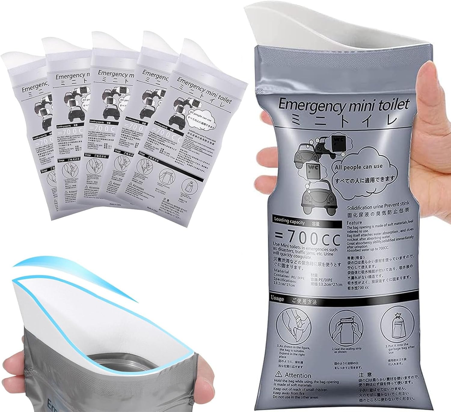 JPESYGFDK Pack of 8 disposable urine bags, 700 ml, urine bag for on the ...