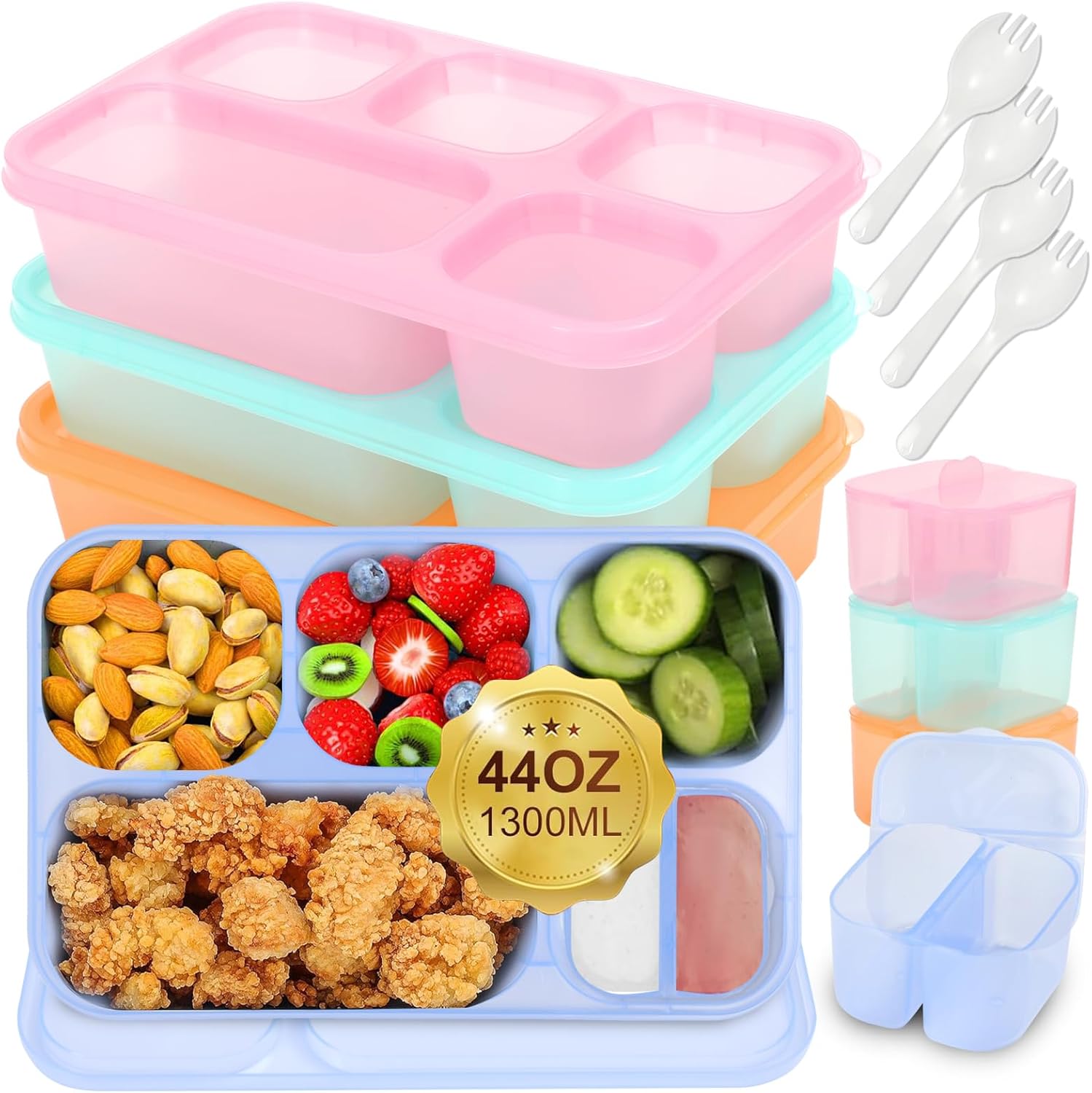 Amazon.com: 4 Pack Lunchable Container for Kids & Adults, Reusable 5 ...
