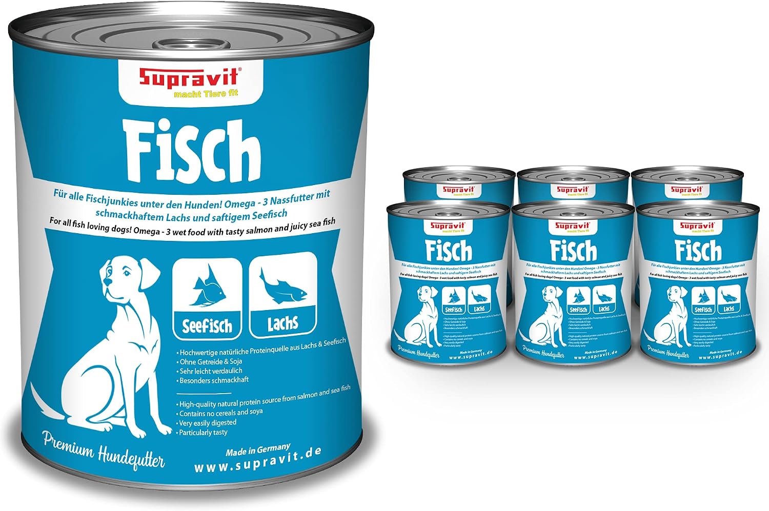 Supravit Nassfutter für Hunde I wohltuendes Hundefutter nass Fisch ...