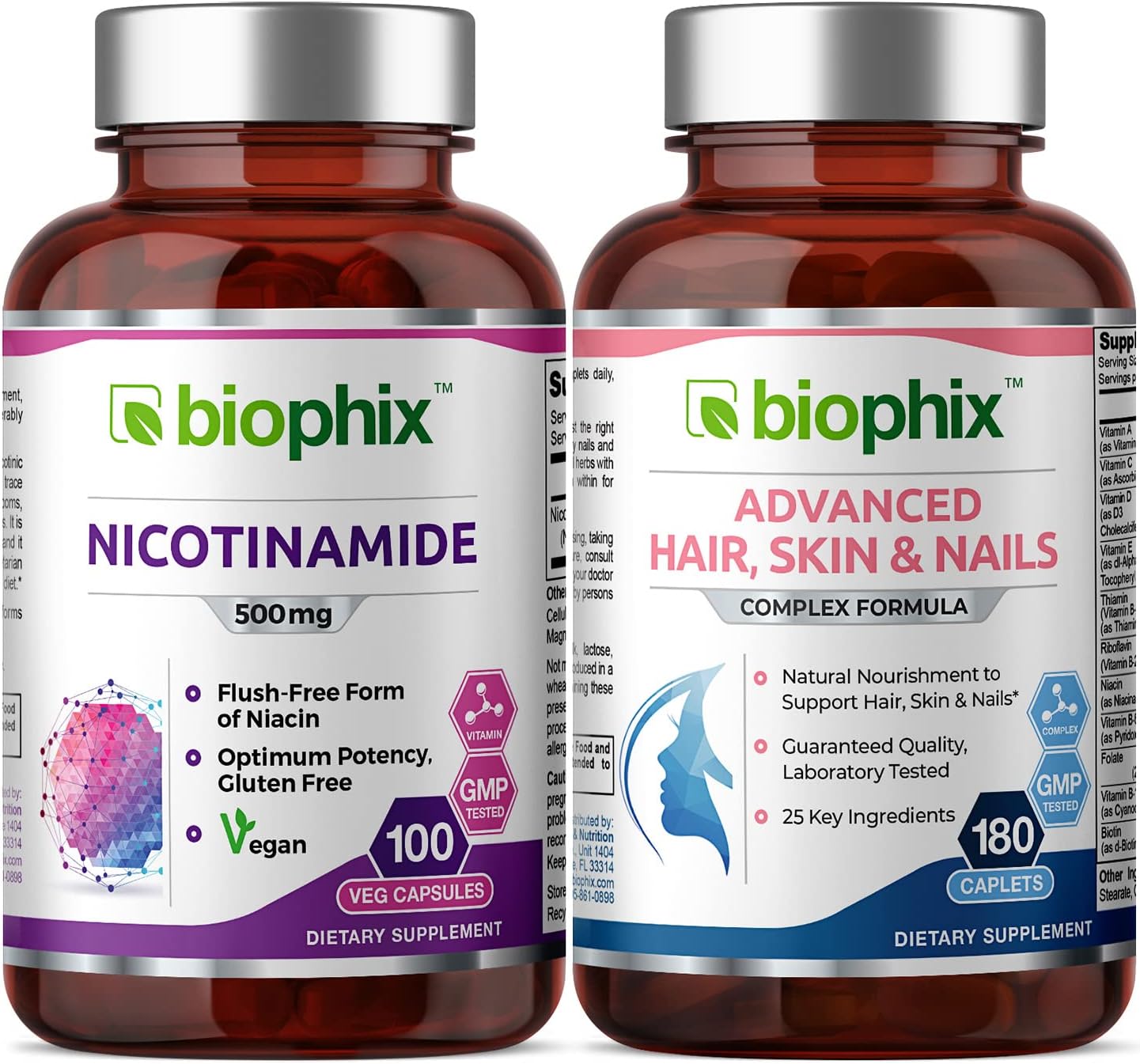 Amazon.com: B-3 Nicotinamide 500 mg 180 Vcaps - Hair Skin and Nails 180 ...