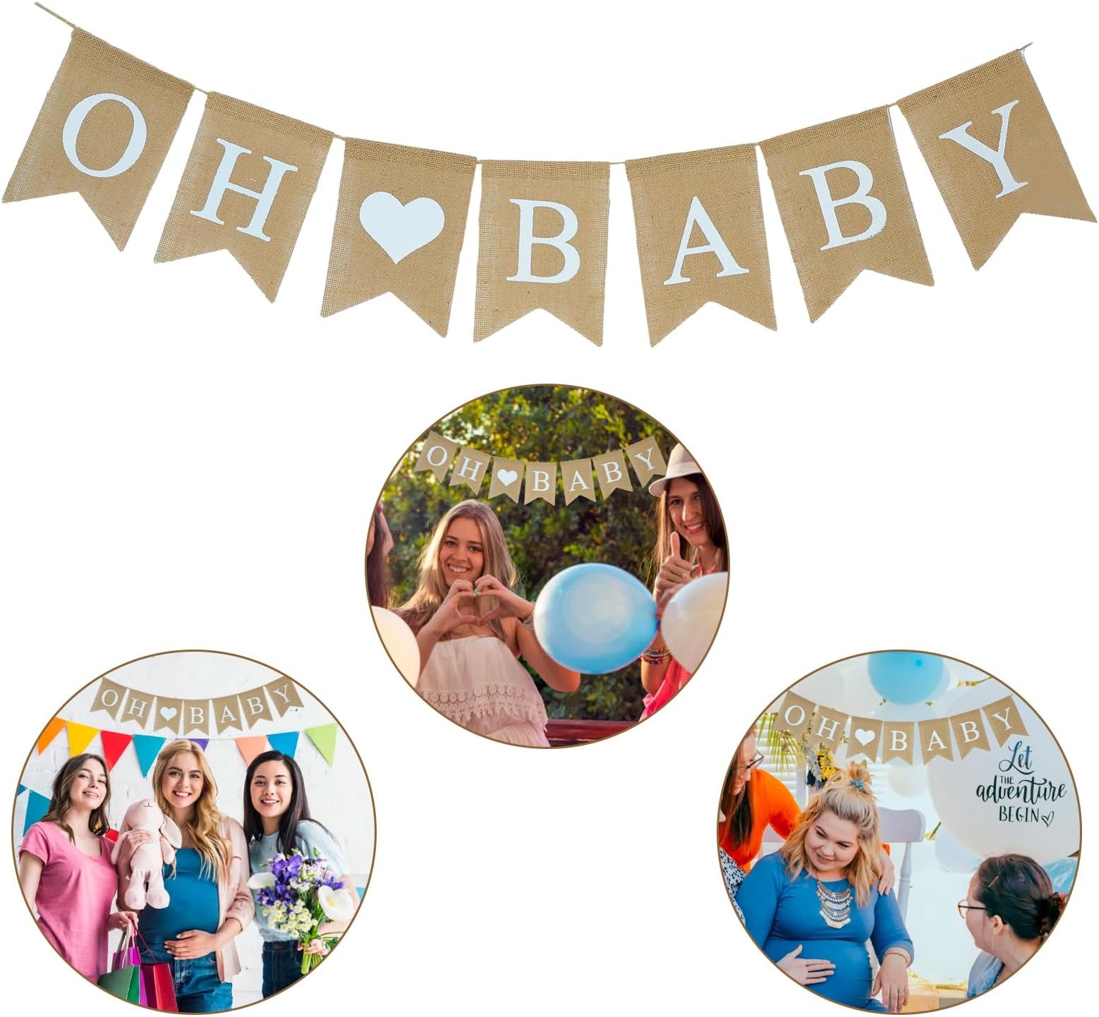 Amazon.com: Elegant Oh Baby Sign for Baby Shower Decorations - Natural ...