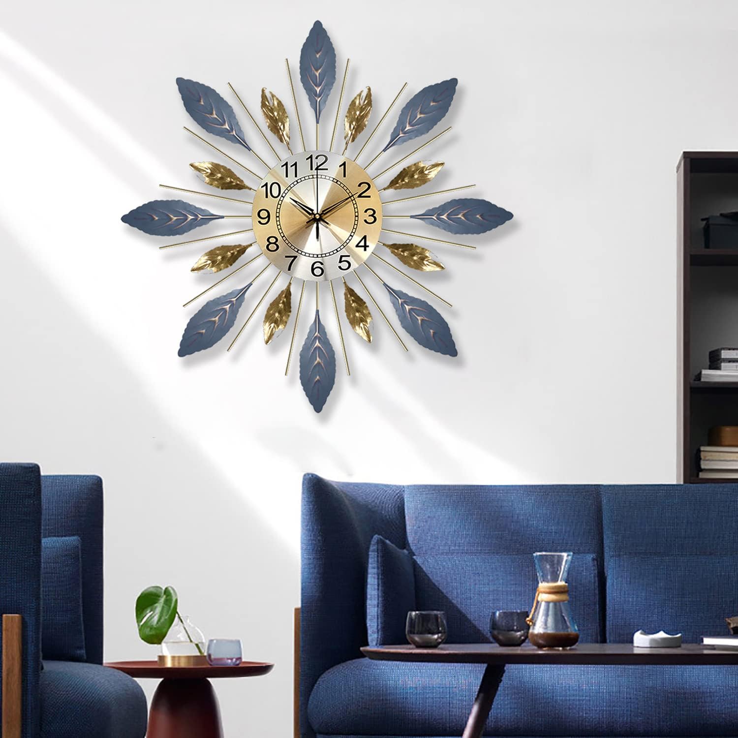 XYFZRL Mid Century Modern Sunburst Clock 26 Inch Silent Art Battery ...