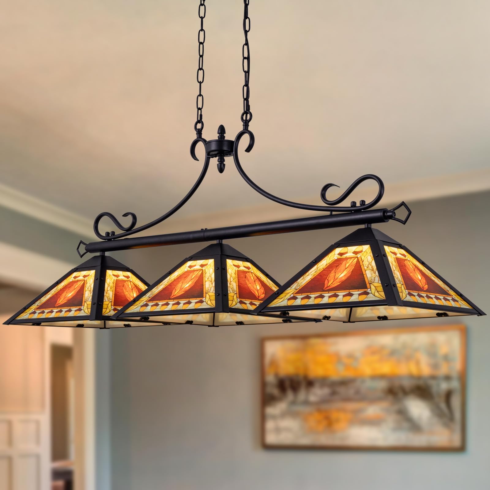 Amazon.com: TOCHIC Pool Table Light, 3 Lights Tiffany Billiard Pool ...