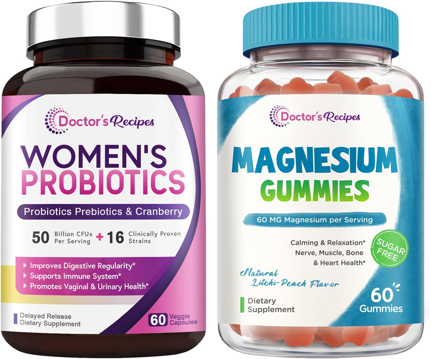 Amazon.com: Doctor's Recipes Women’s Probiotics & Magnesium Gummies ...