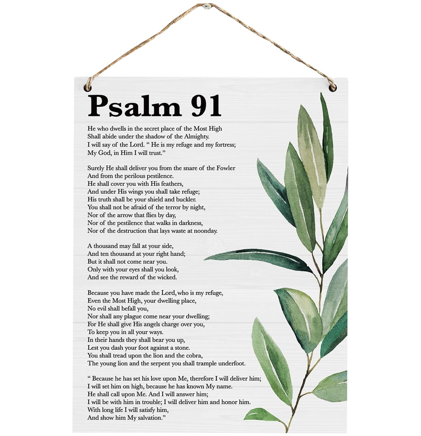 Hiagkmet Inspirational Wood Art Signs, Psalms 91 Wall Sign, Hanging ...
