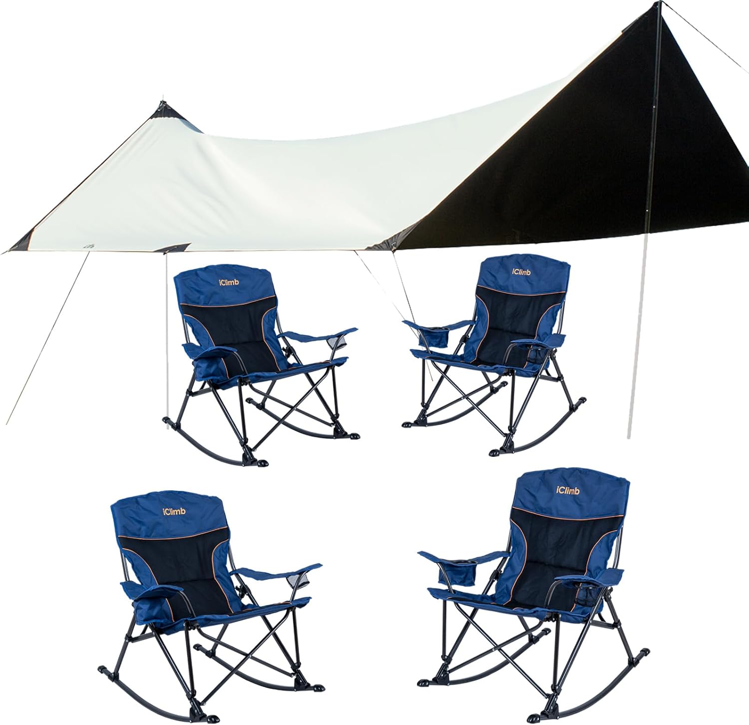 Amazon.com: iClimb 4 Padded Rocking Folding Chair and 1 8-Person ...