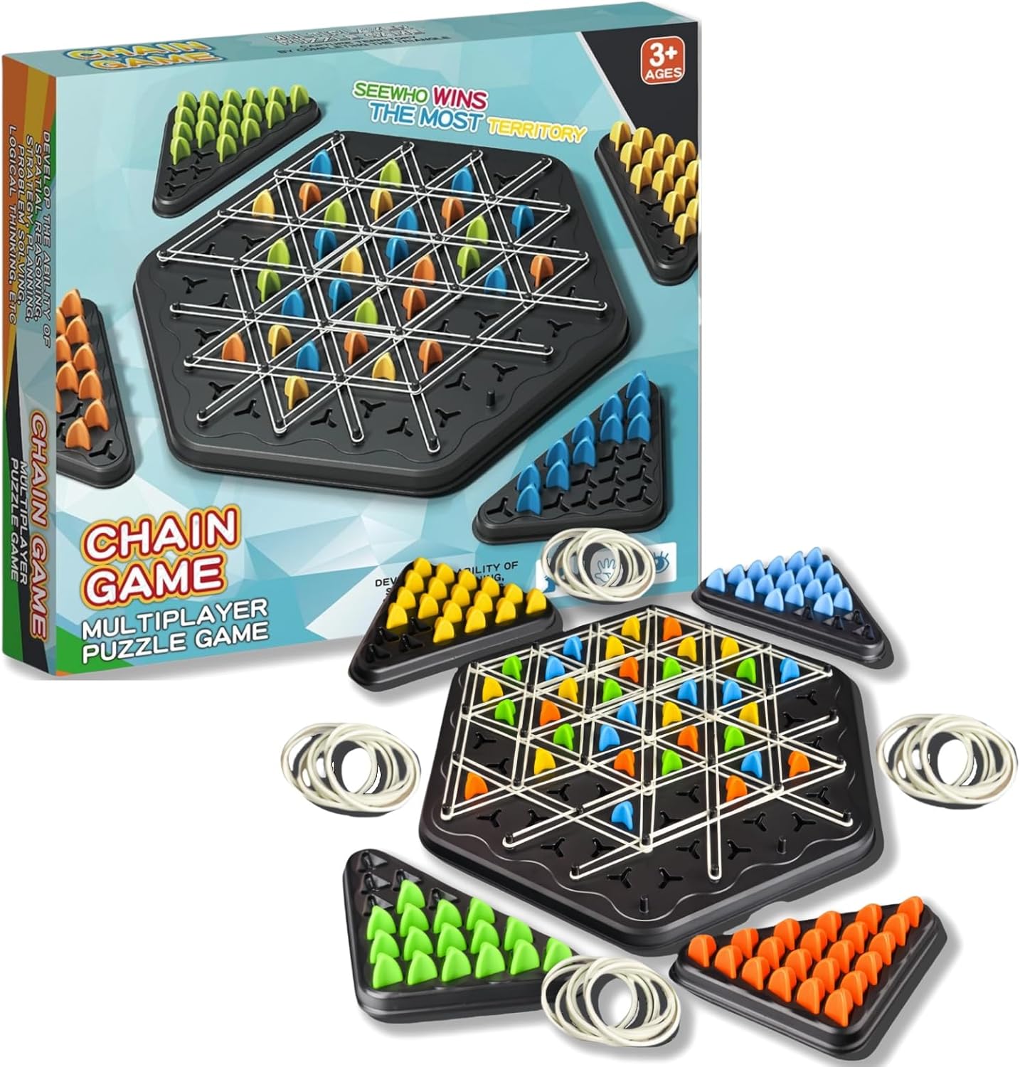 Amazon.com: Chain Triangle Chess Game, Engaging Triggle Rubber Band ...