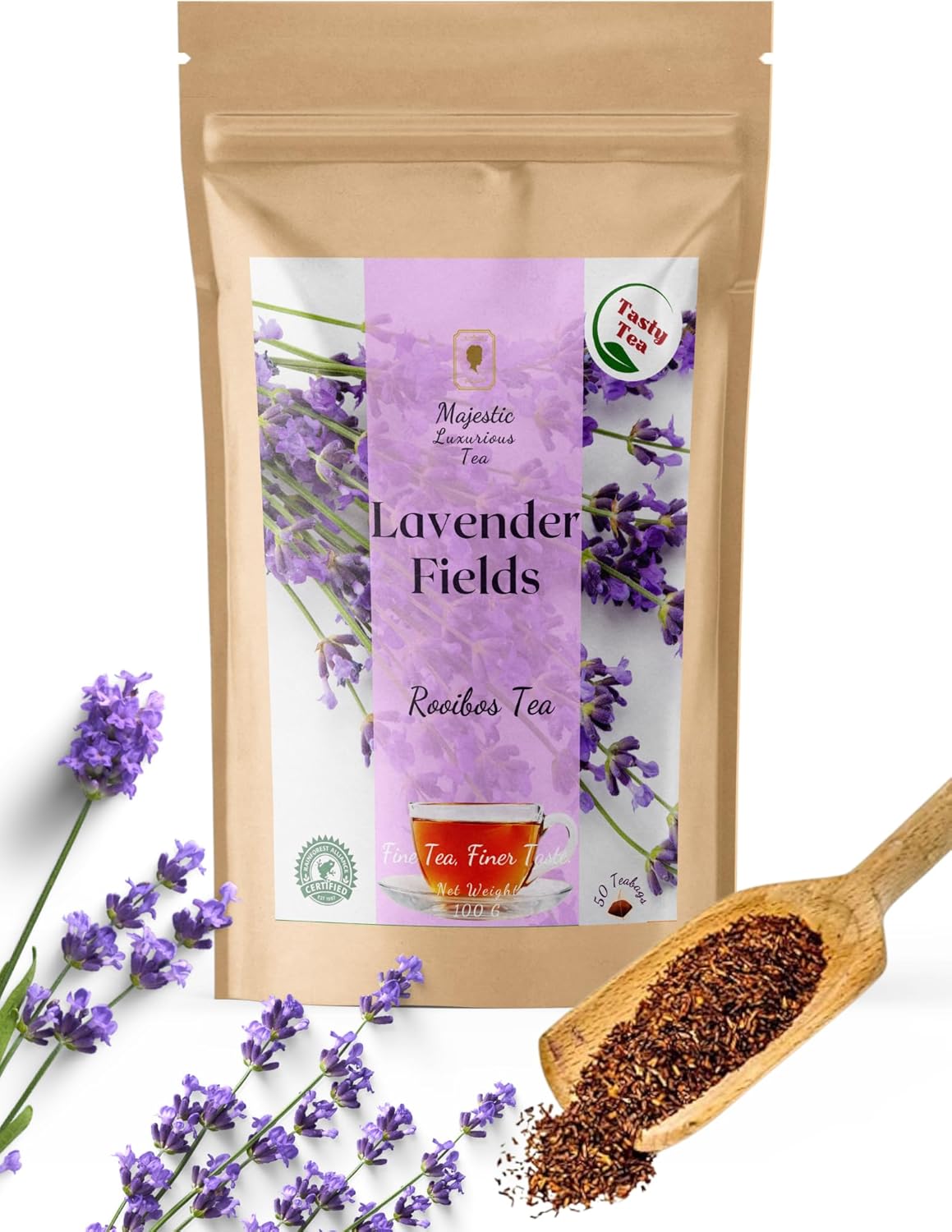 MAJESTIC_TEA_Lavender Rooibos Tea Non-Caffeinated, Natural, Stress ...