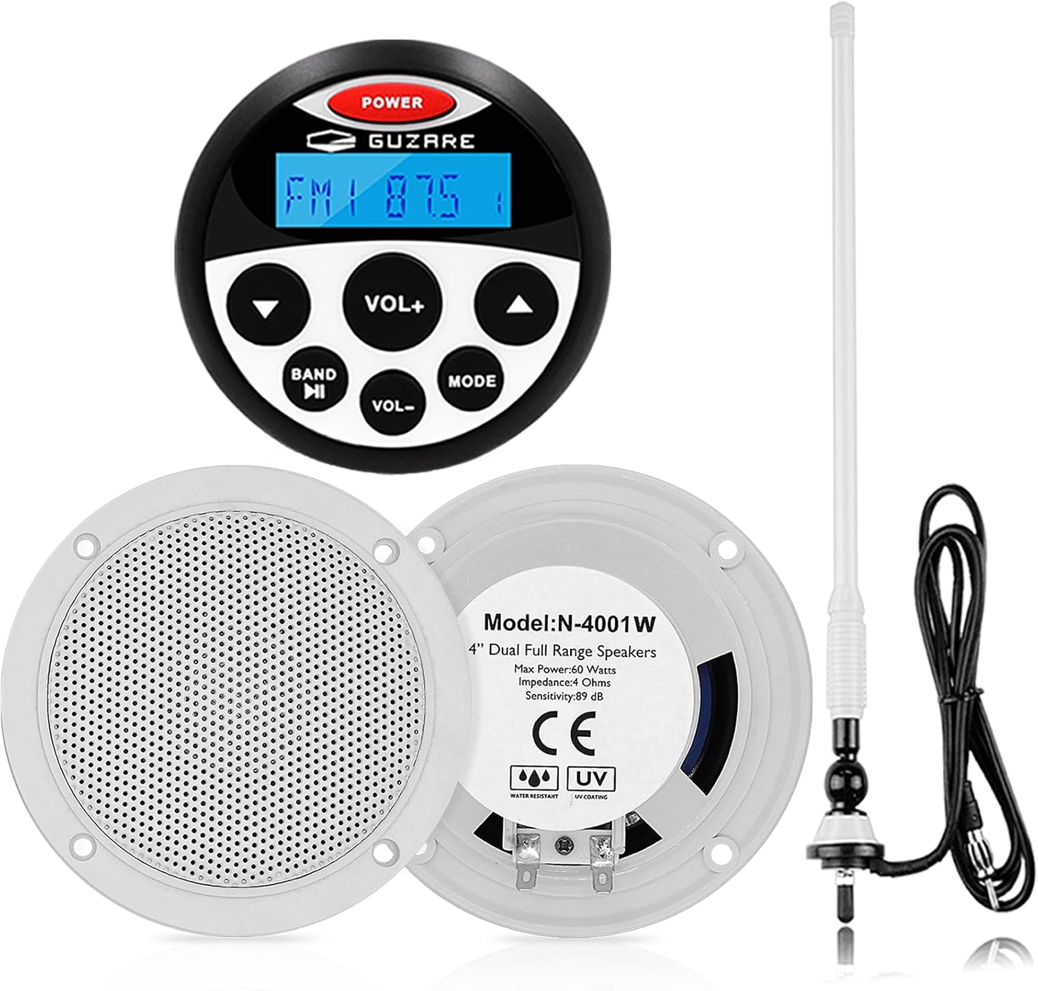 Amazon.com: Marine Wateroroof Audio Package Marine Bluetooth Stereo ...