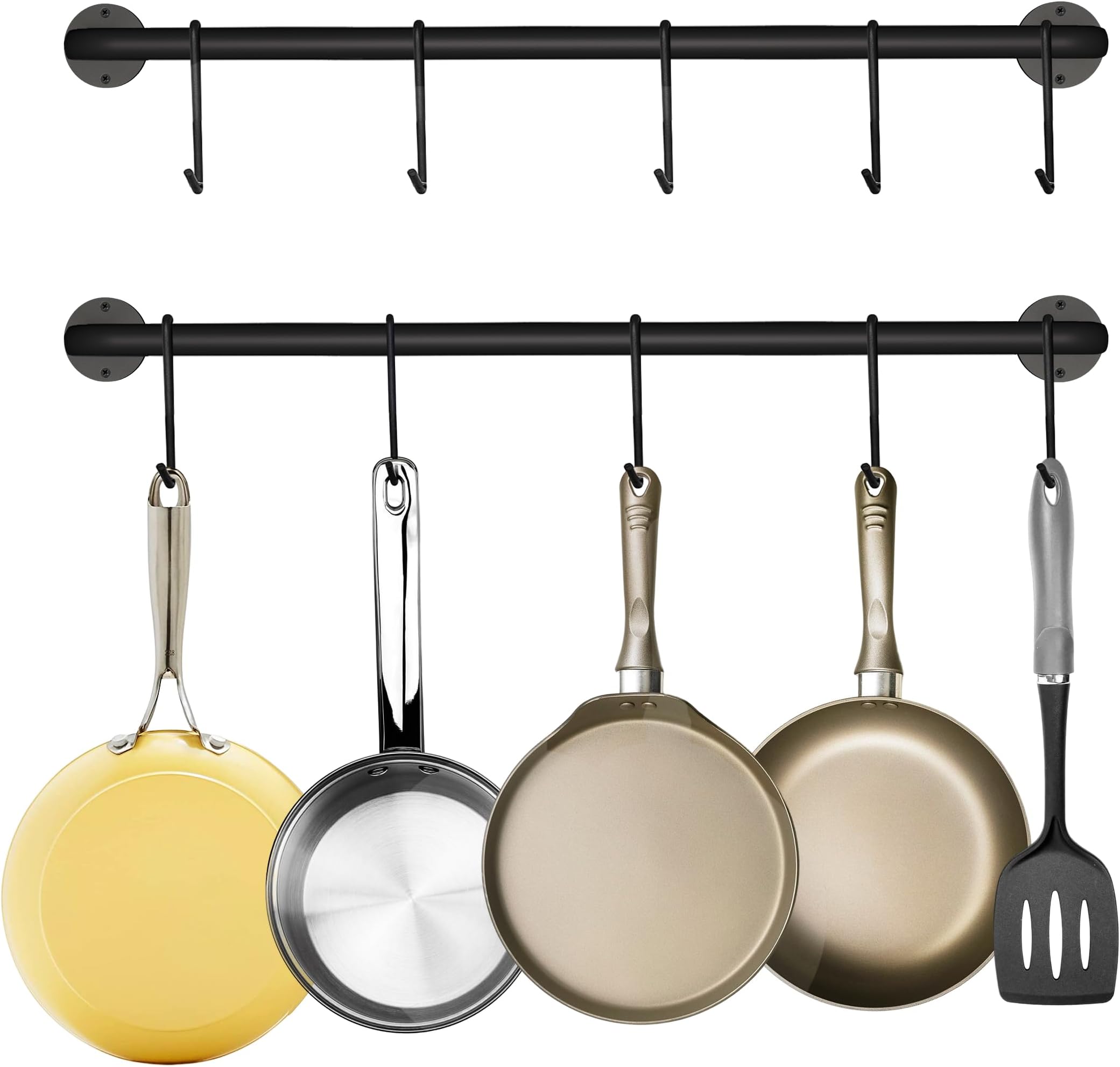 Amazon.com: Gourmet Bar Wall Mounted Pot Rack Finish: Black Powder ...