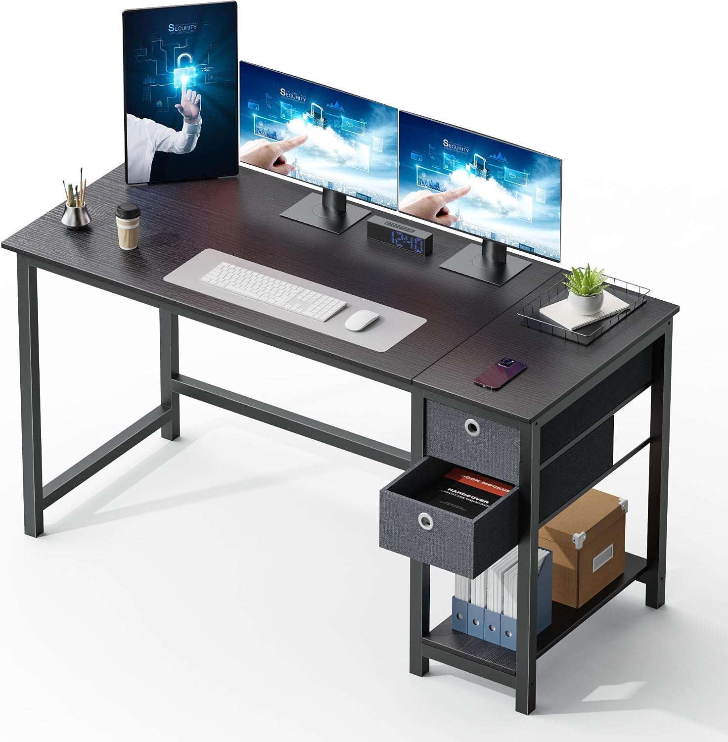 Amazon.com: NEWBULIG Computer Desk with Drawers,Home Office Desk with 2 ...