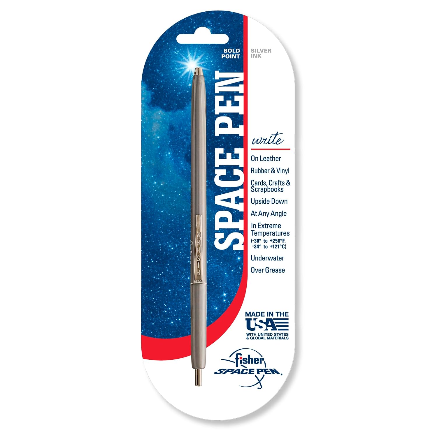 Fisher Space Pen Silver Space Pen - Bold Point, Blistered (SR80SL ...