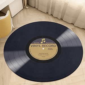 Amazon.com: HoaMoya Brown Vinyl Record Round Rug Circle Area Rug ...