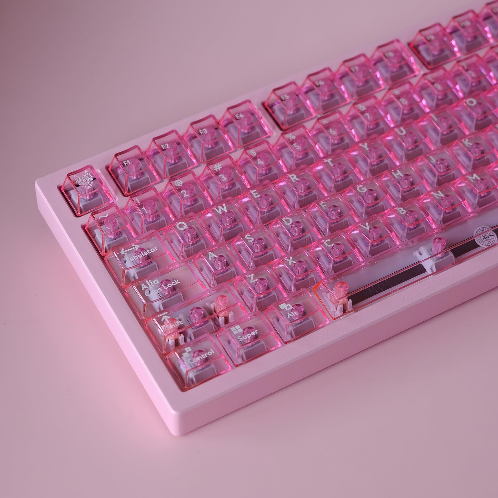 114 Keys Transparent Keycaps PC Cherry Profile Pink Keycap Set Fit for ...