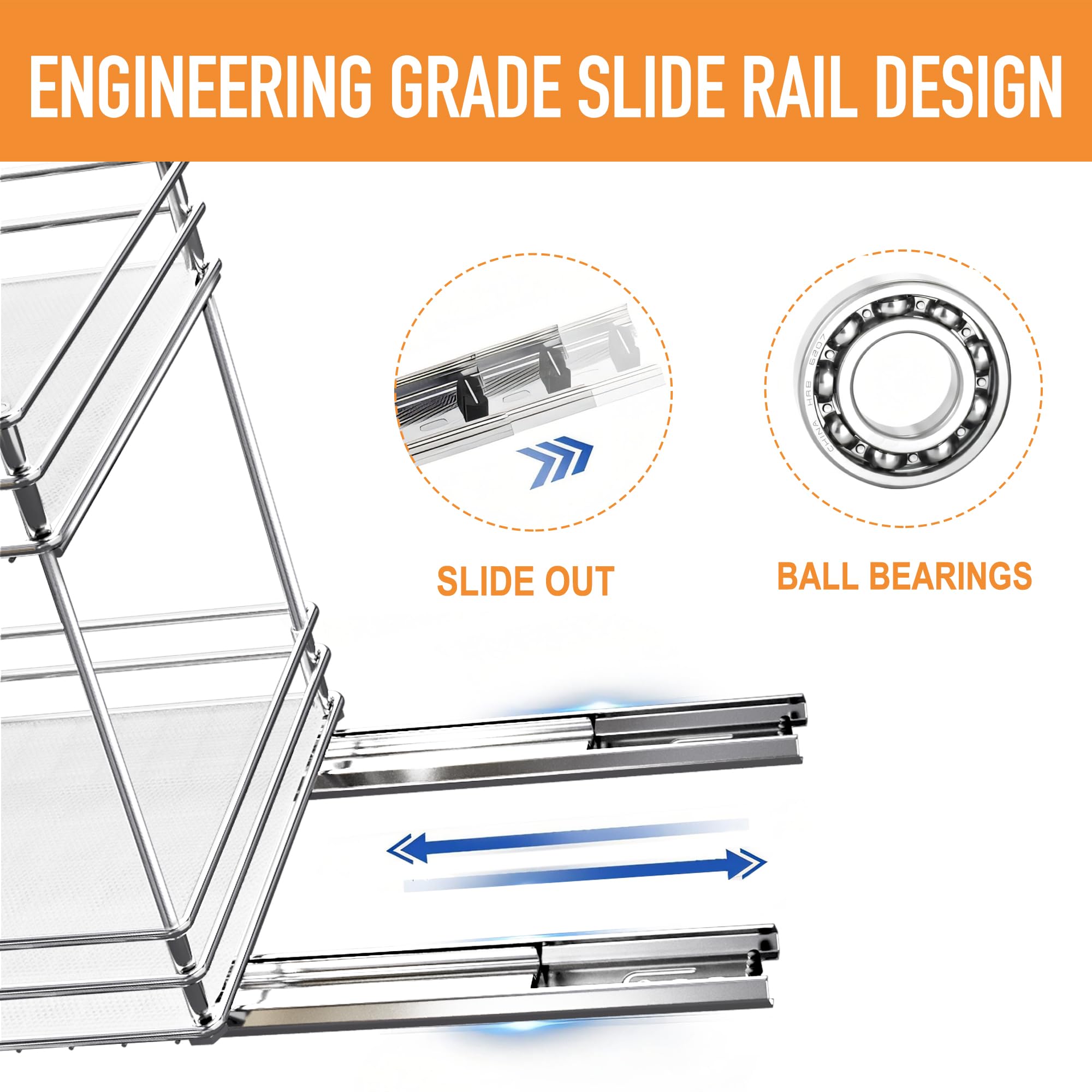 Cooklux Pull Out Spice Rack Organizer for Cabinet - 9 Inch Wide Spice ...