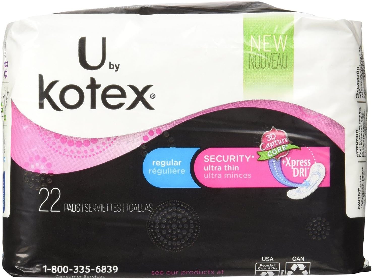 Amazon.com: Kotex Ultra Thin Pads Regular Unscented 22 Each : Health ...