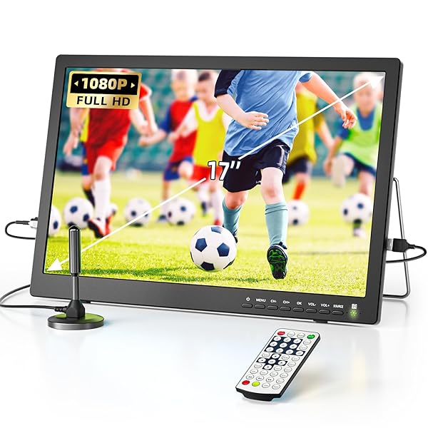 Desobry 17" Portable TV with Antenna, Portable Small TV with ATSC Tuner ...