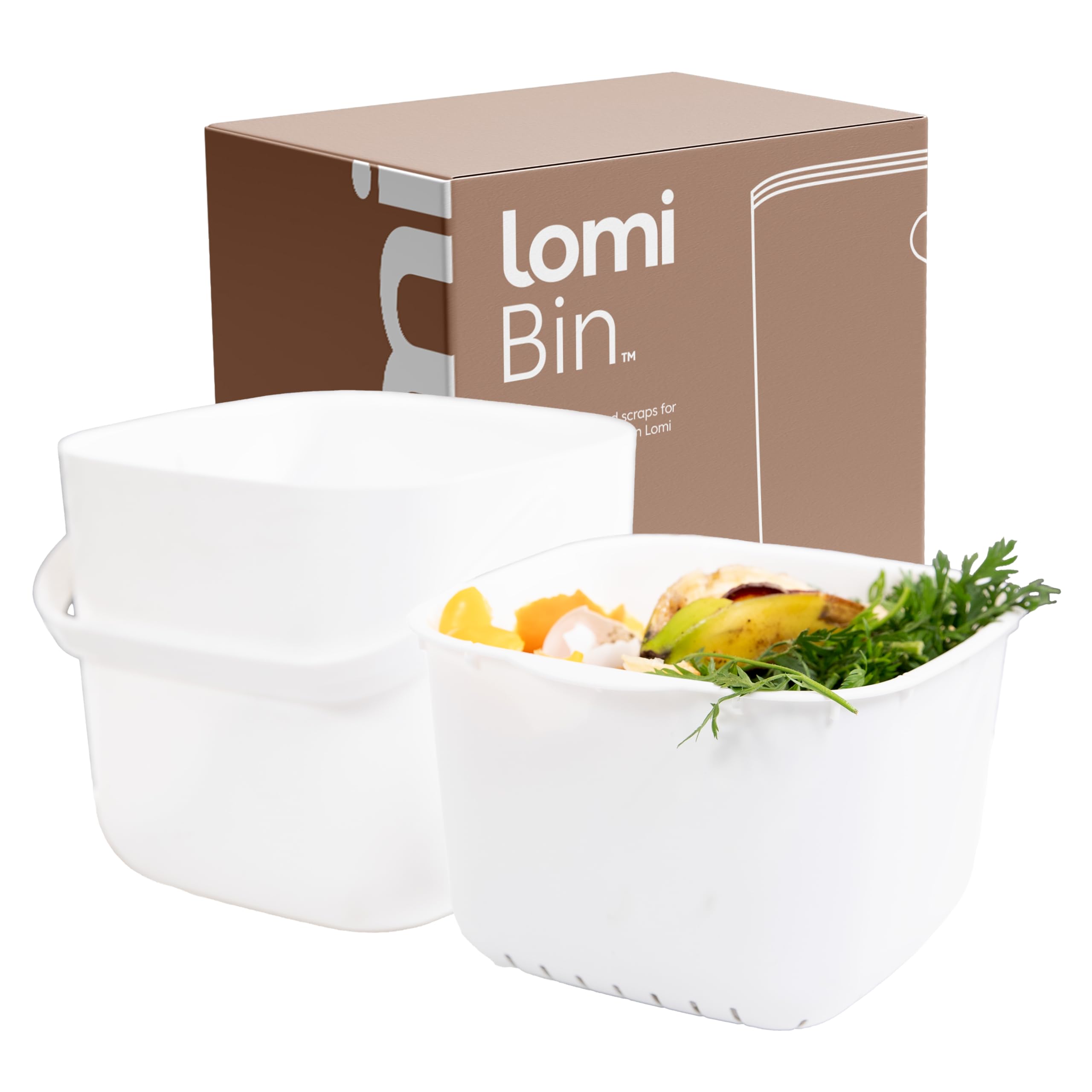 Lomi Compost Bin | Kitchen Countertop | Odorless | Easy Clean (White ...
