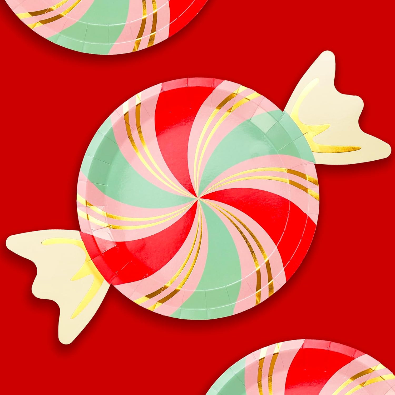 Amazon.com: Whaline Christmas Paper Plate Candy Shape salad Plate Gold ...