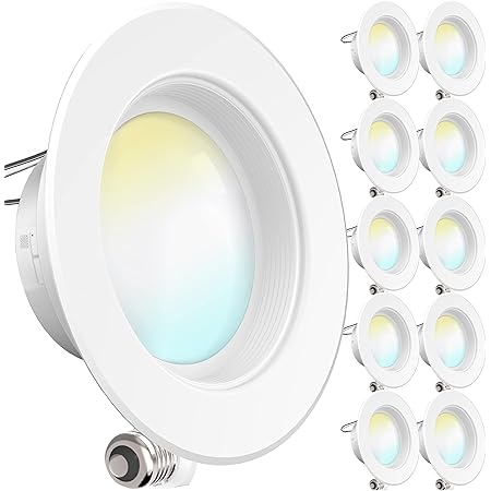 Sunco Lighting 6 Pack 4 Inch LED Recessed Downlight, Selectable, 5 ...