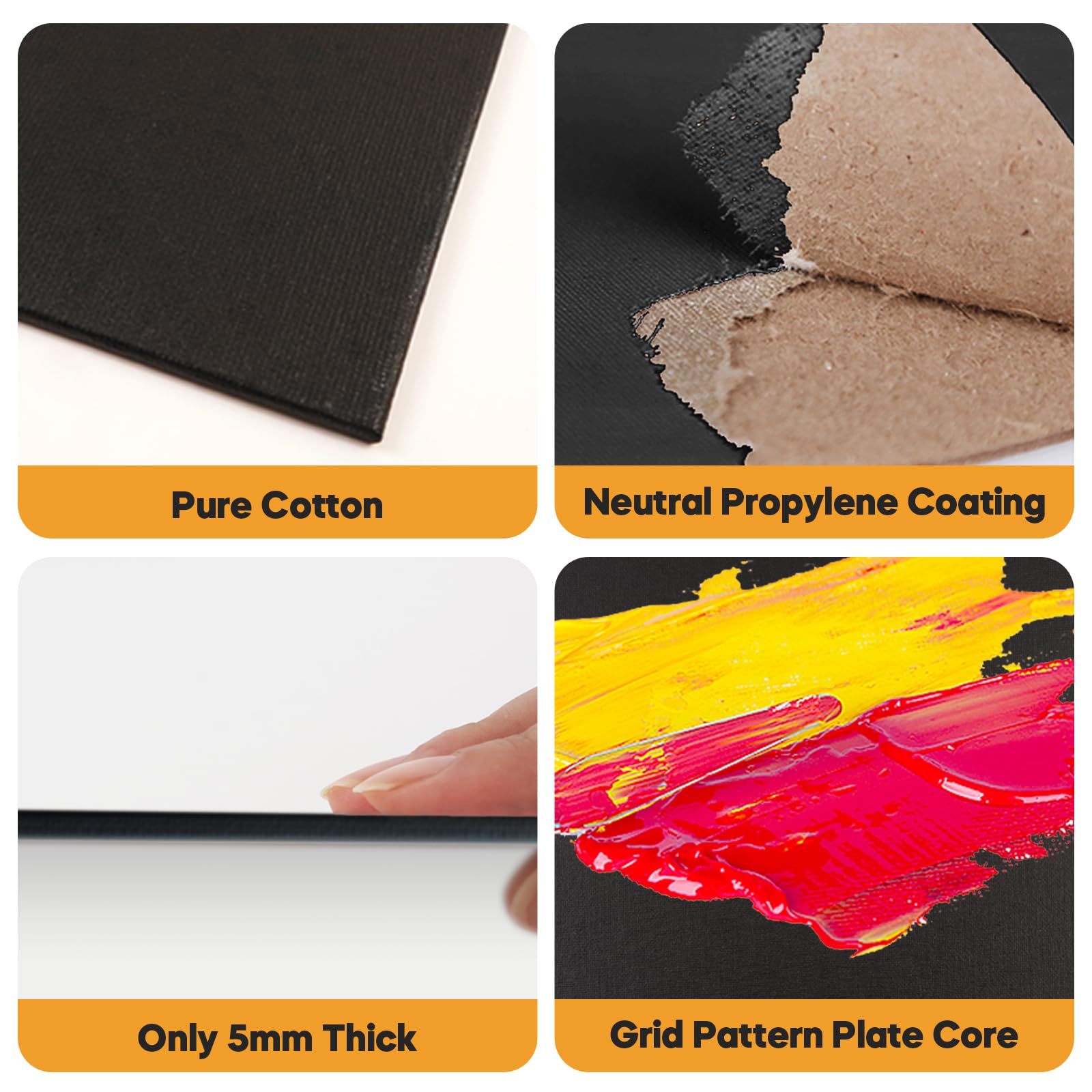 Snapklik.com : CONDA Black Canvas Board For Painting, 12 Pack Multi ...