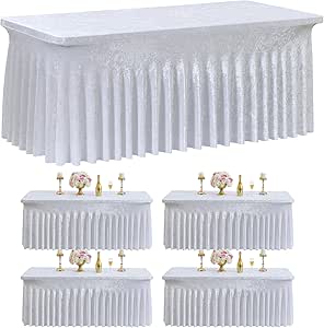 Amazon.com: Outpain 4Pack 6ft White Velvet Tablecloth for Rectangle ...
