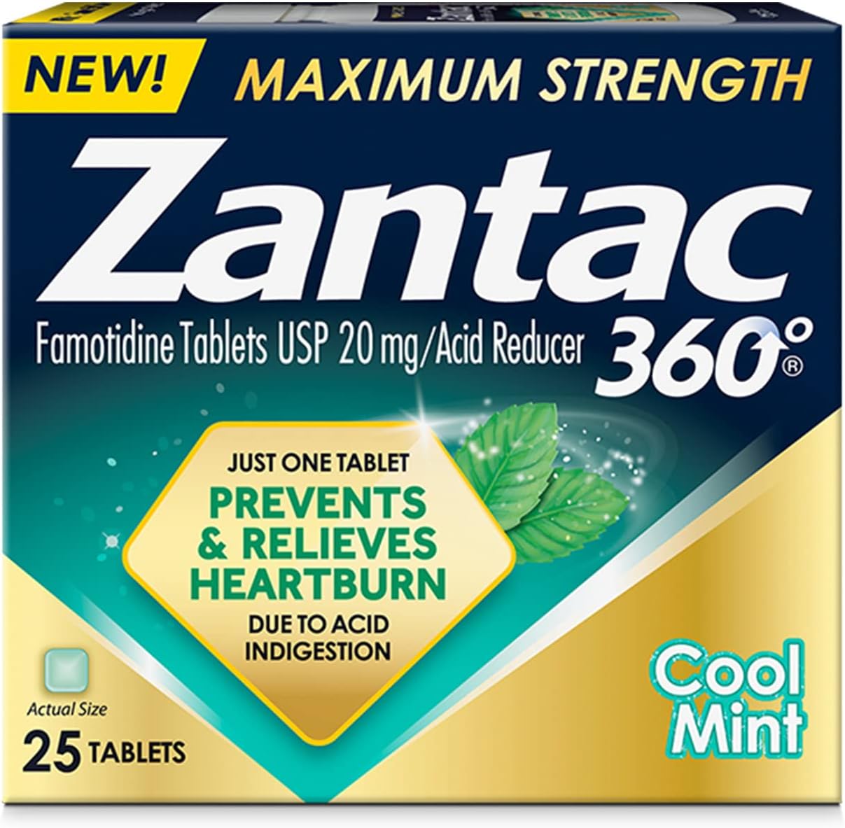 Amazon.com: Zantac 360 Maximum Strength Tablets, 8 Count, Heartburn ...