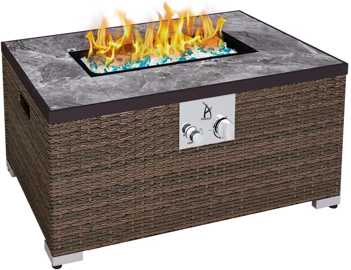 Amazon.com: AUSROMASHO 24'' Outdoor Low Profile Fire Table 50,000 BTU ...