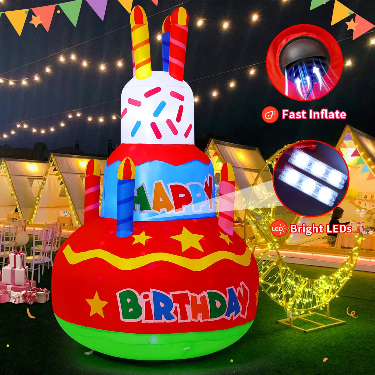 Snapklik.com : GOOSH Birthday Inflatables Outdoor Decorations Cake
