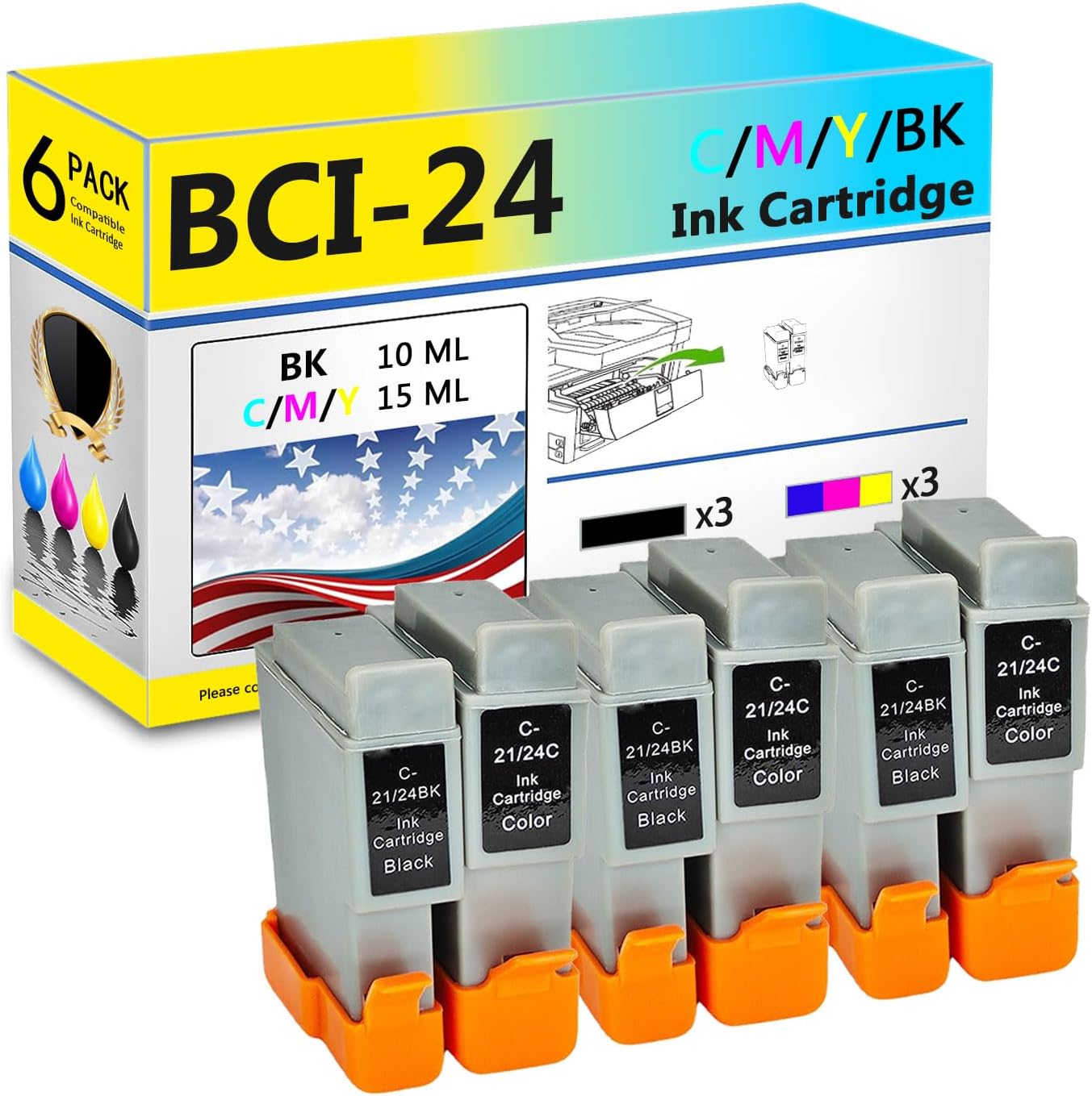 Amazon.com: BCI-24 Ink Cartridges Compatible for Canon BCI-24 BK BCI ...