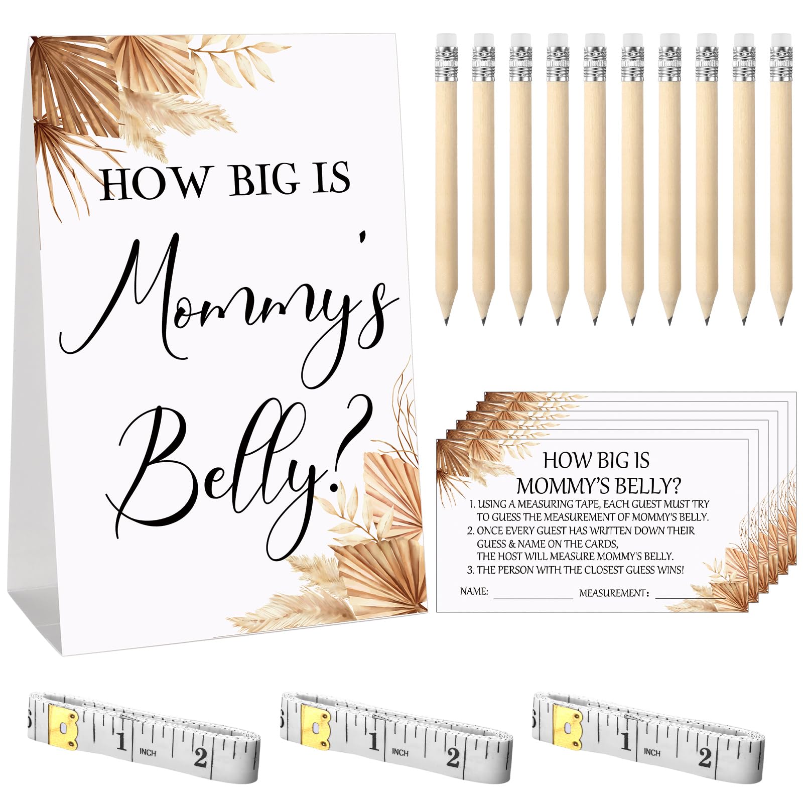 Amazon.com: Sabary 64 Pcs Guess Baby Shower Games Include How Big Is ...