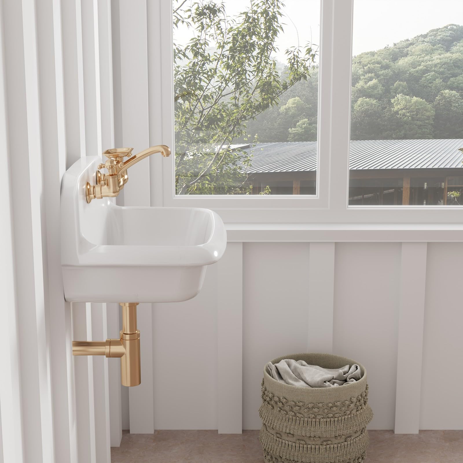 Snapklik.com : 24 Inch White Utility Sink,Ceramic Farmhouse Laundry ...