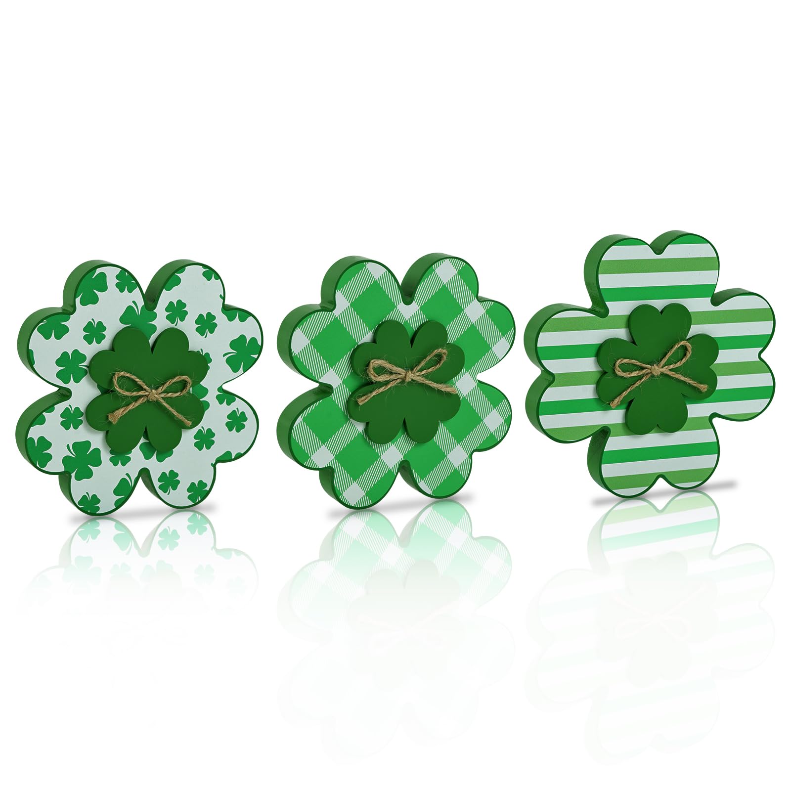 CRCZK 3Pcs St. Patrick's Day Decor Four Leaf Clover Wooden Centerpieces ...