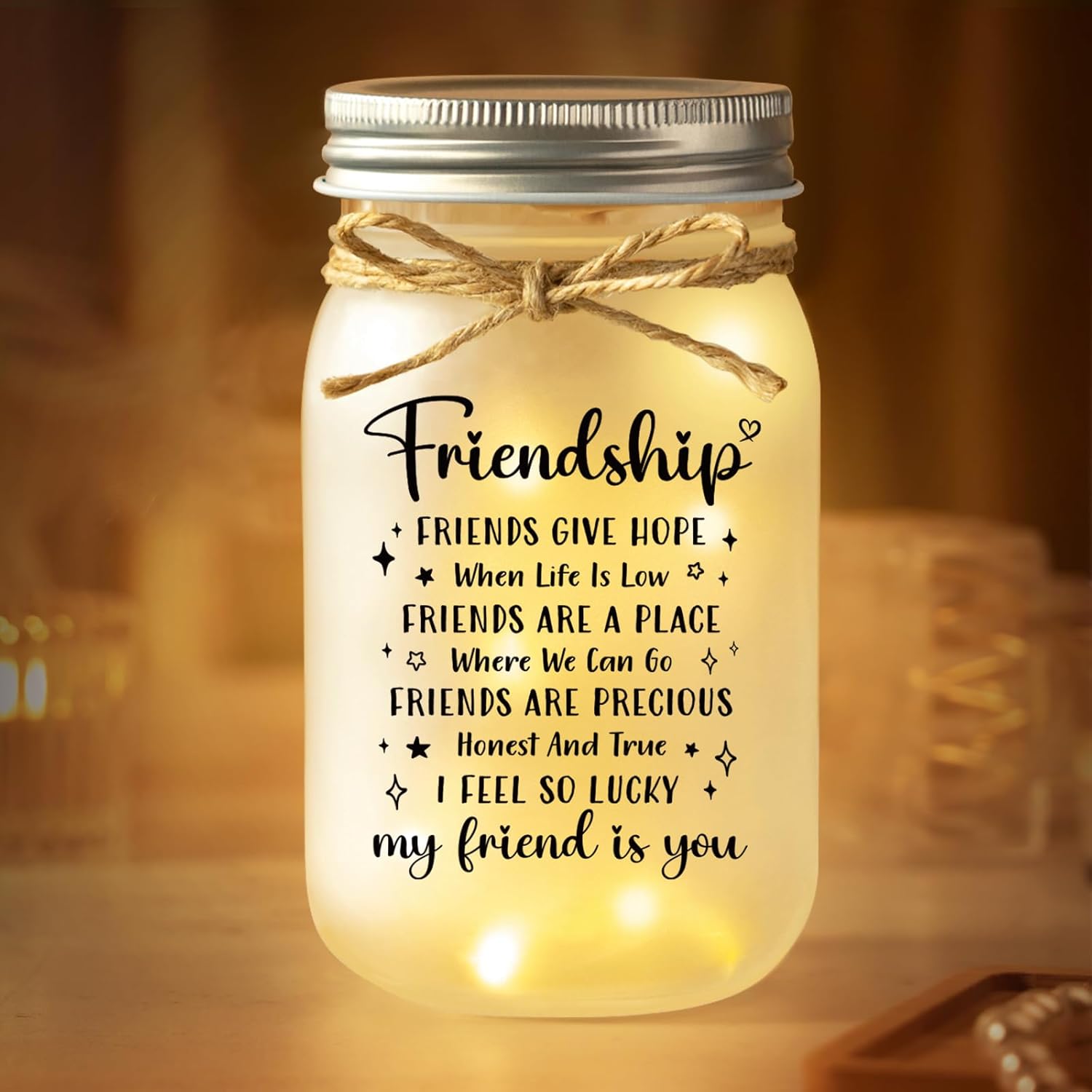 Afterprints Friendship Gifts for Women, Unique Friends Mason Jar Night ...