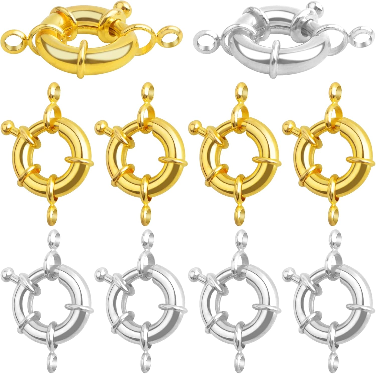 Amazon.com: 10 Pieces Brass Spring Ring Clasps with Round Close Ring ...