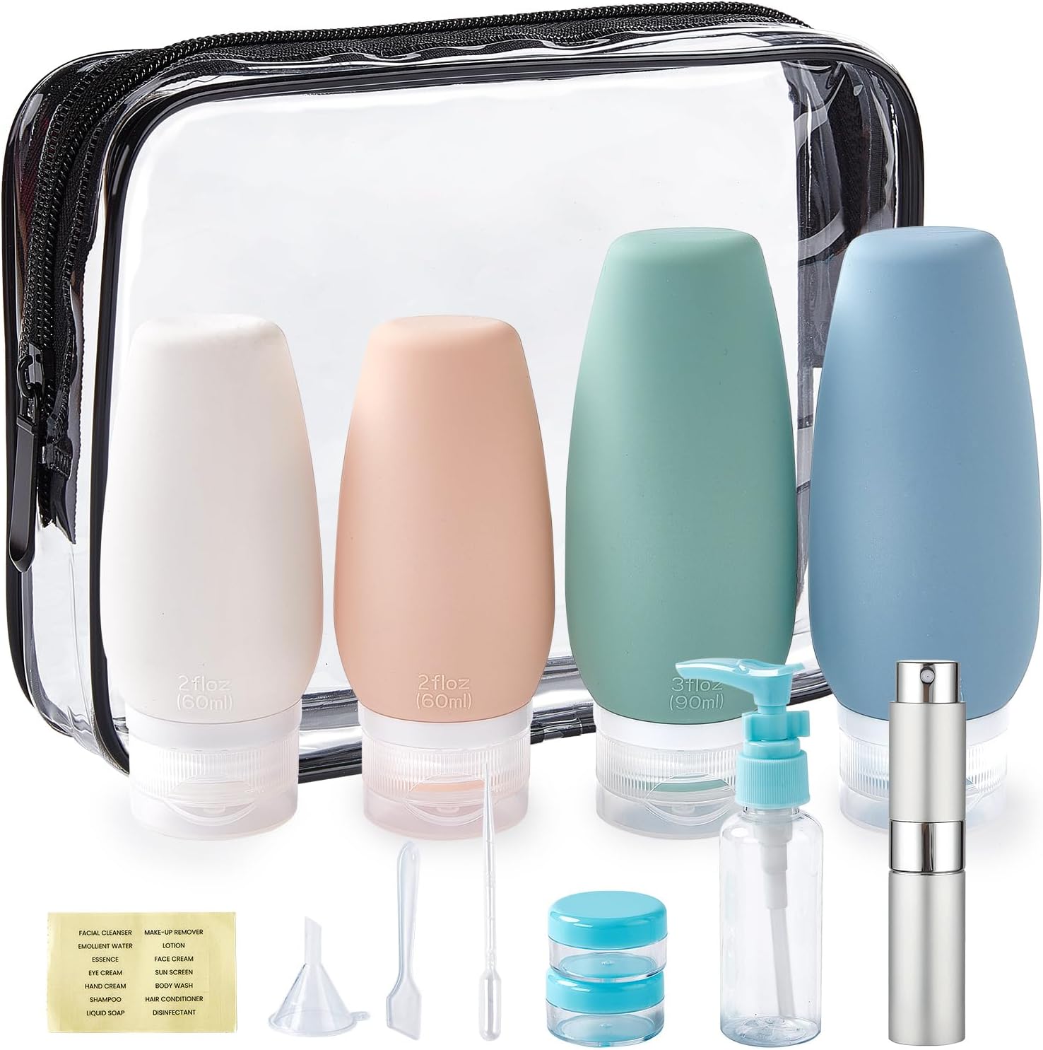 Amazon.com : Pure Vie Leak Proof Silicone Travel Bottle Set - 3.3oz ...