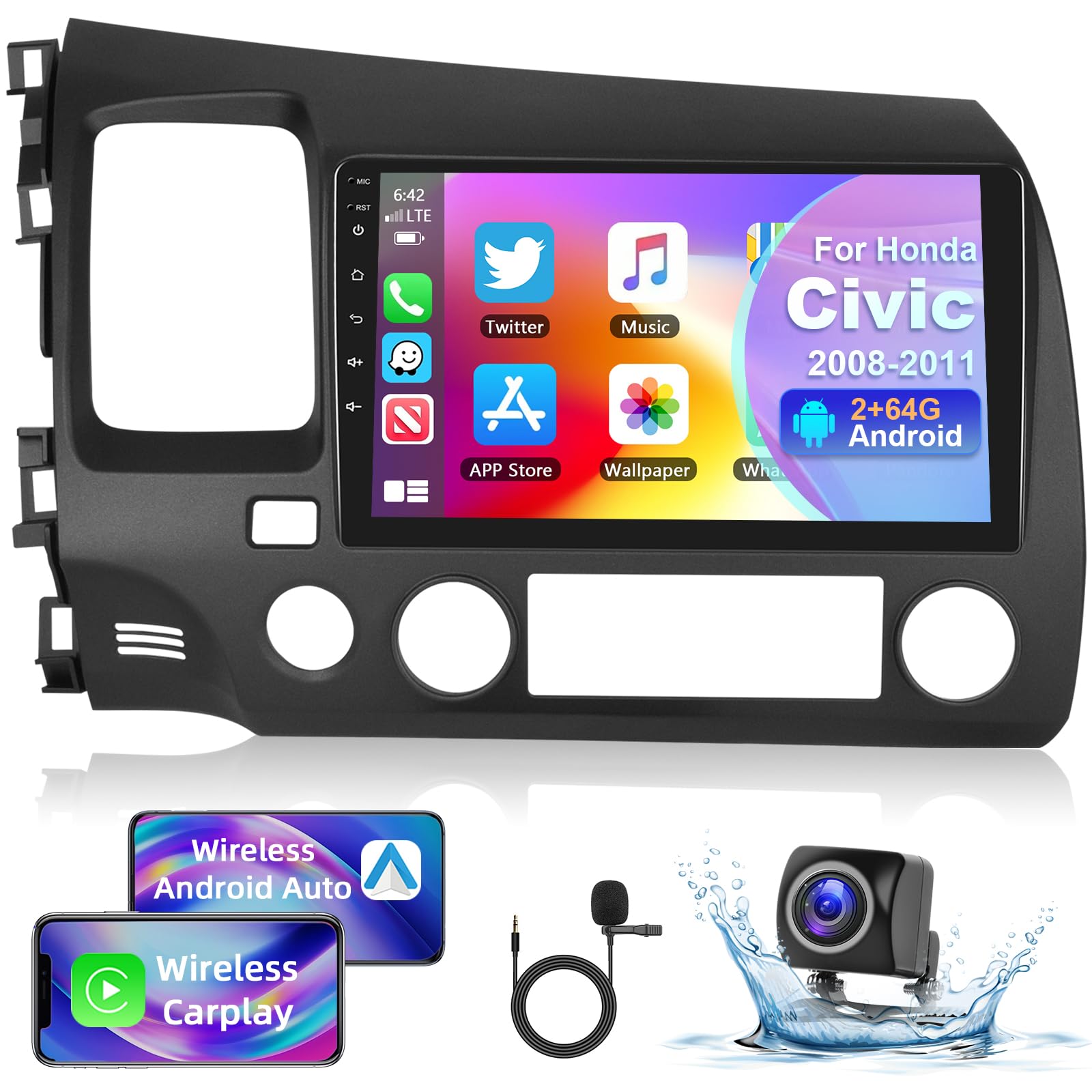 Amazon.com: Podofo Android 13【2+64G】Car Stereo for Honda Civic 2006 ...