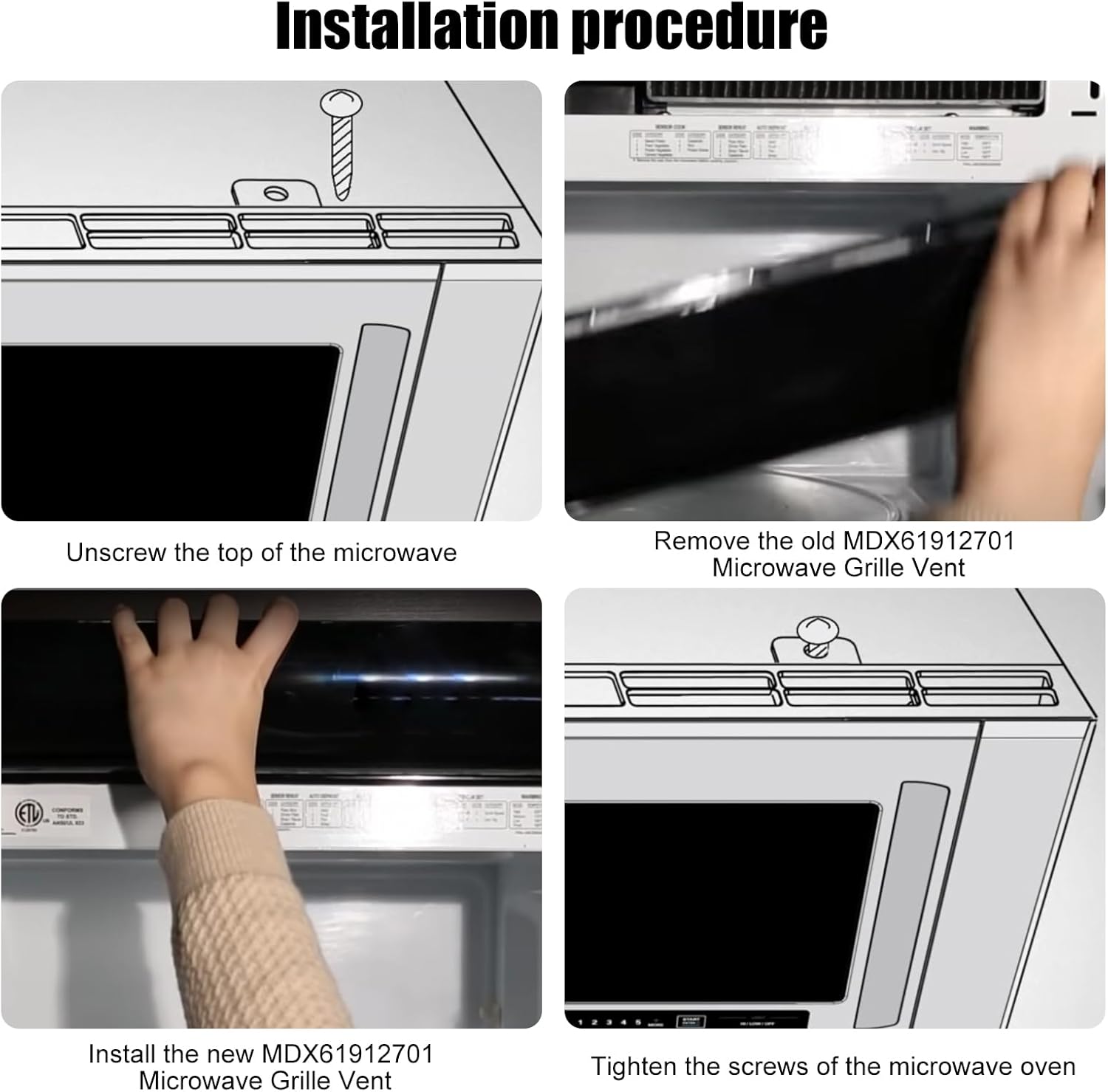 MDX61912701 Rejilla de ventilación para horno microondas para LG ...
