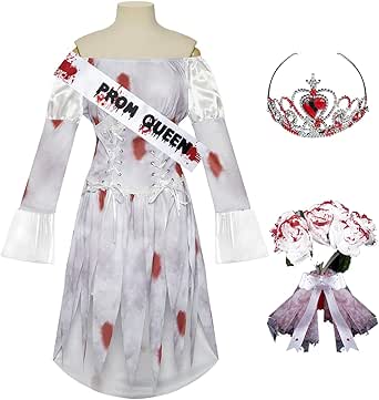 Amazon.com: Bloody Zombie Prom Queen Costume for Women,Halloween Ghost ...