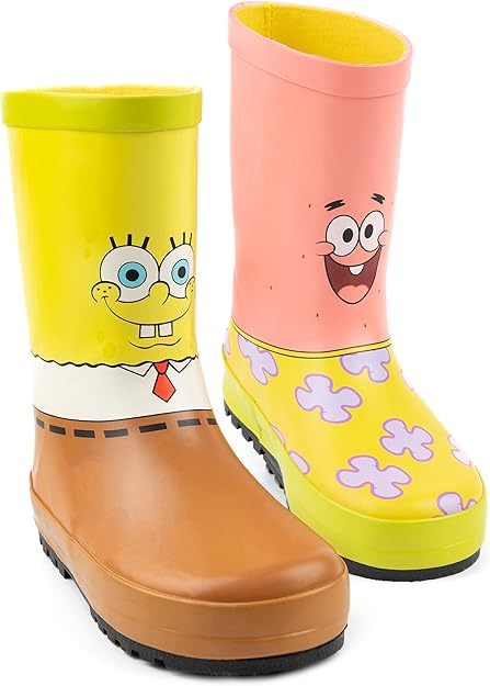 Amazon.com | SPONGEBOB SQUAREPANTS Kids Yellow and Pink Rain Boots ...